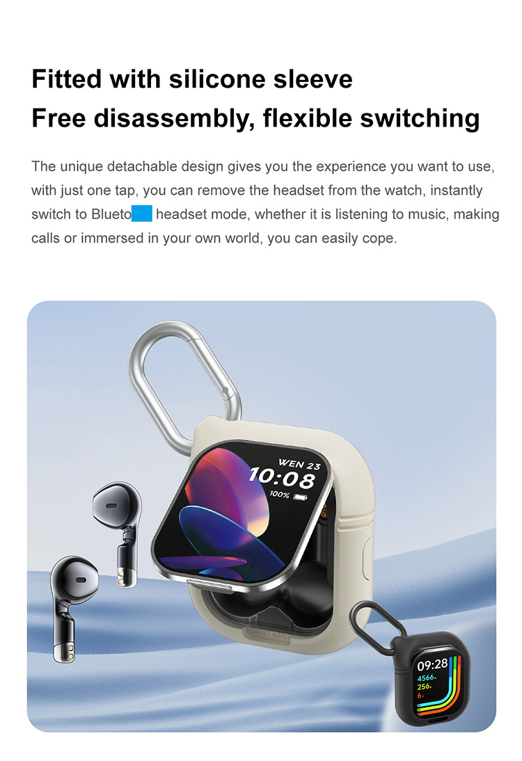 Removable 2-in-1 Smart Watch with Earbuds TWS D8pro Smartwatch with ...
